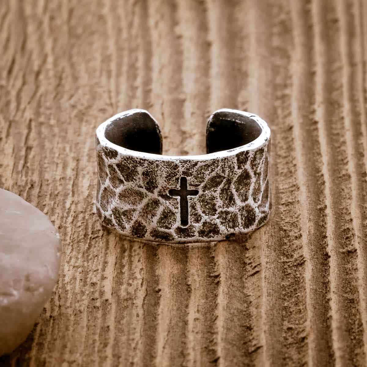 Hammered Cross Adjustable Ring [Sterling Silver] by Lisa Leonard Designs